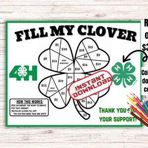 Fill My Clover, 4H Fundraiser, Black Out Board, Pick a Date to Donate ...