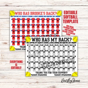 Softball Fundraiser, Editable Fundraiser, Who Has My Back, Pick a Date ...