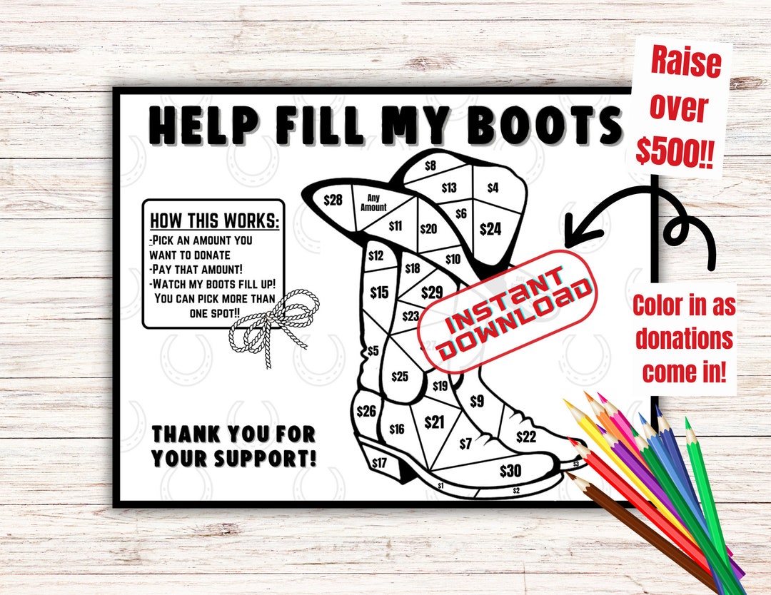 Fill My Boot Fundraiser, Rodeo Fundraiser, Boot Pick a Date, Black Out ...