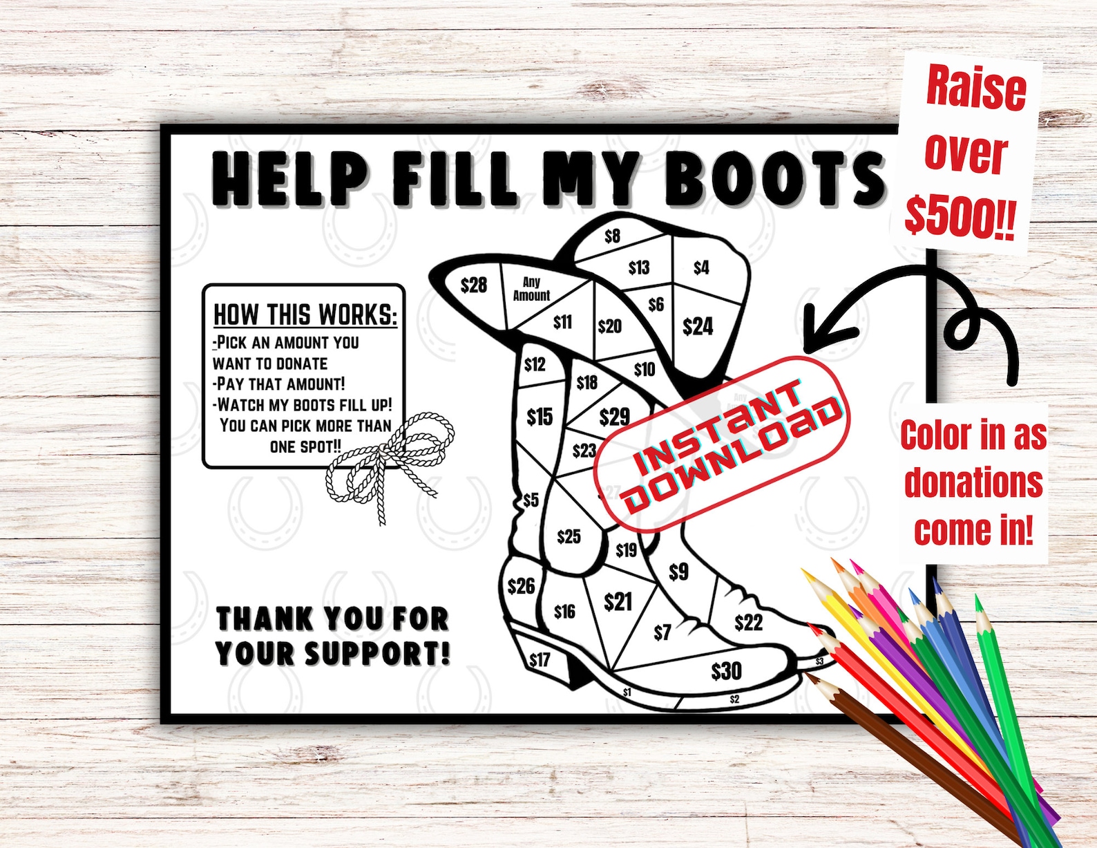 Fill My Boot Fundraiser, Rodeo Fundraiser, Boot Pick a Date, Black Out ...