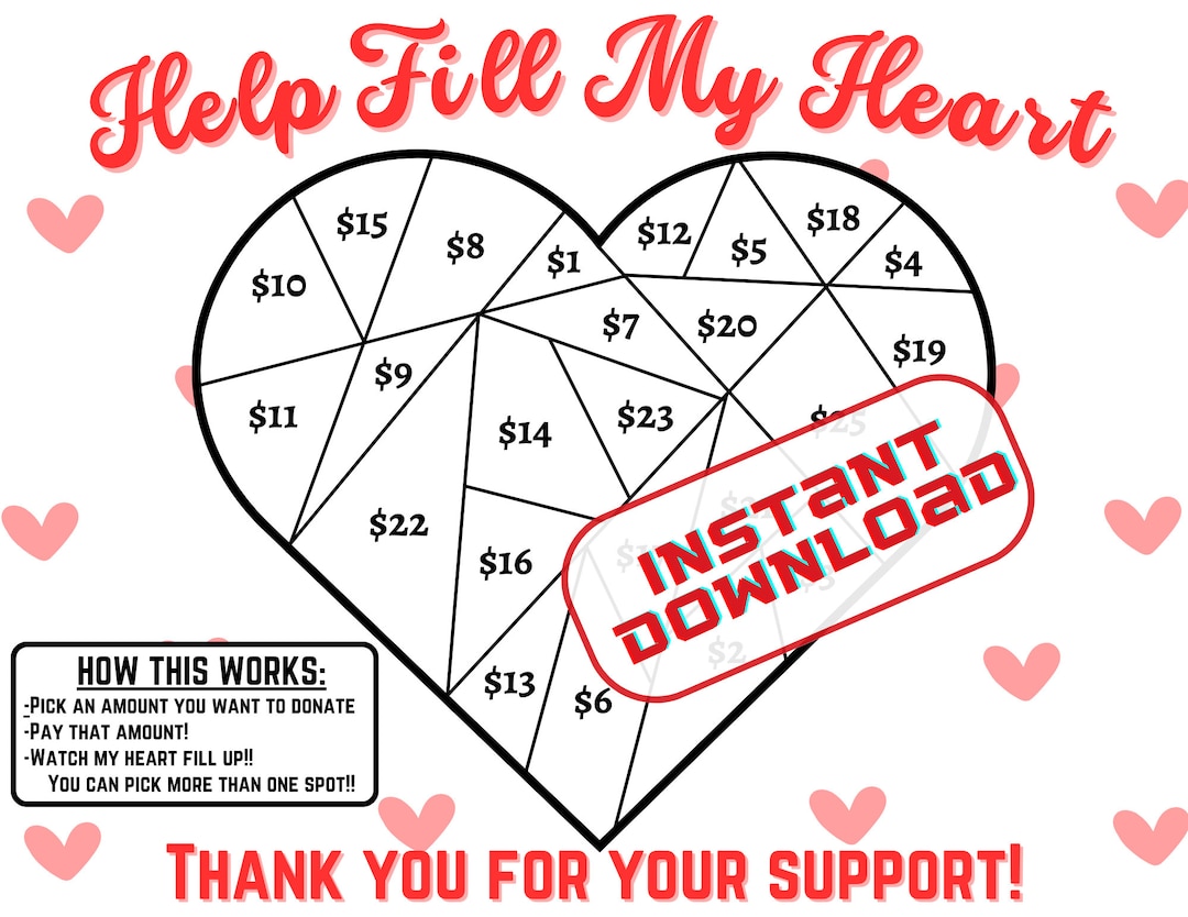 Fill My Heart, Black Out Board, Pick a Date to Donate, Digital Print ...