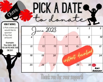 Cheerleading Calendar Fundraiser Pick a Date to Donate - Etsy