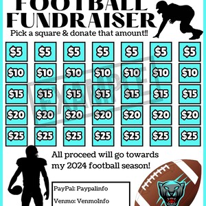 EDITABLE Football Template, Personalized Pick a Date to Donate ...