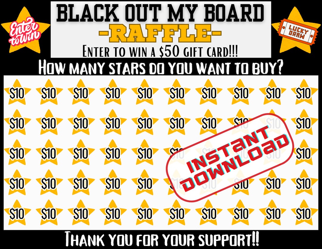 Black Out My Board Raffle, Flyer, Fundraiser, Pick a Date to Donate ...