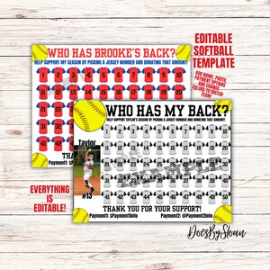 Softball Fundraiser, Editable Fundraiser, Who Has My Back, Pick a Date ...