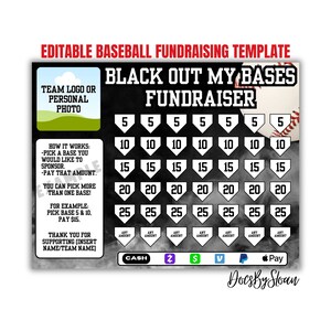 Baseball Pick a Date to Donate, Bases Fundraiser, Pay the Date, Black ...