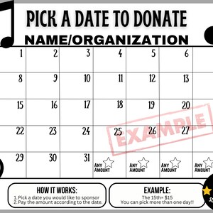Editable Music Pick a Date to Donate, Band Fundraiser, Choir Fundraiser ...