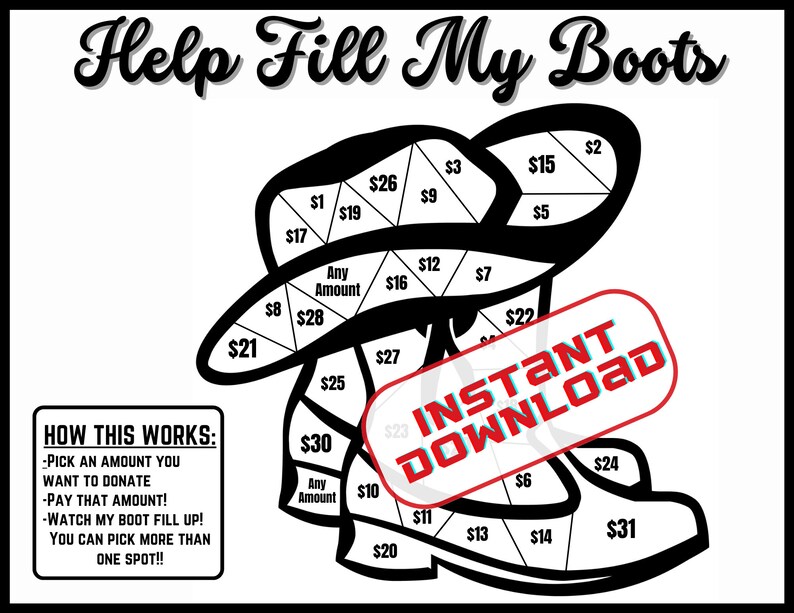 Fill My Boot Fundraiser, Drill Team Fundraiser, Boot Pick a Date, Black ...