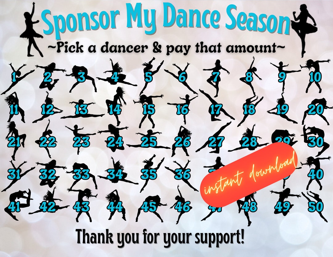 DANCE Calendar Fundraiser, 50 Sponsor My Season, Pick a Date to Donate ...