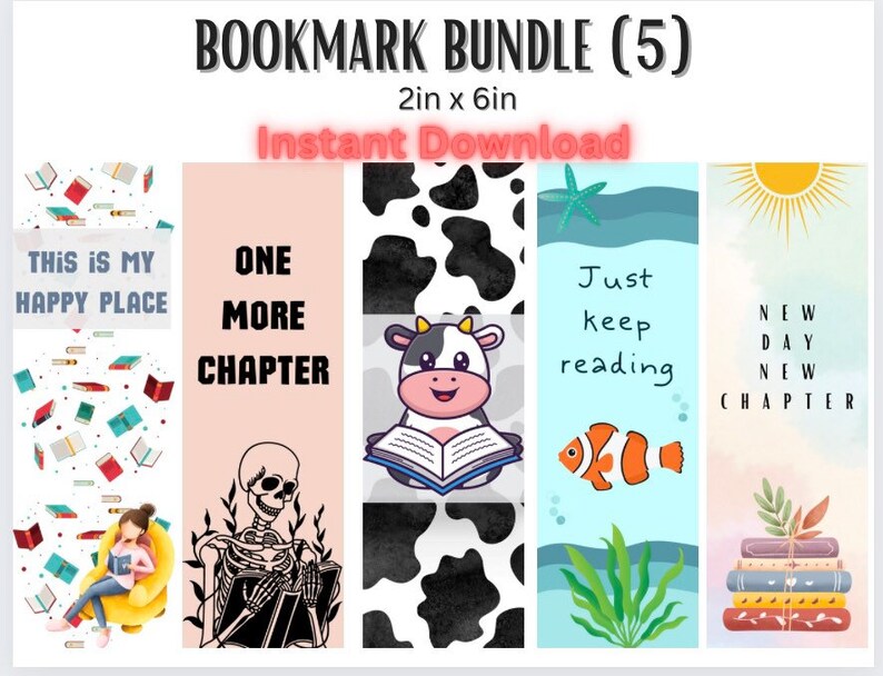 Printable Bookmark, Book Mark Bundles, Just Keep Reading Book Mark, One ...