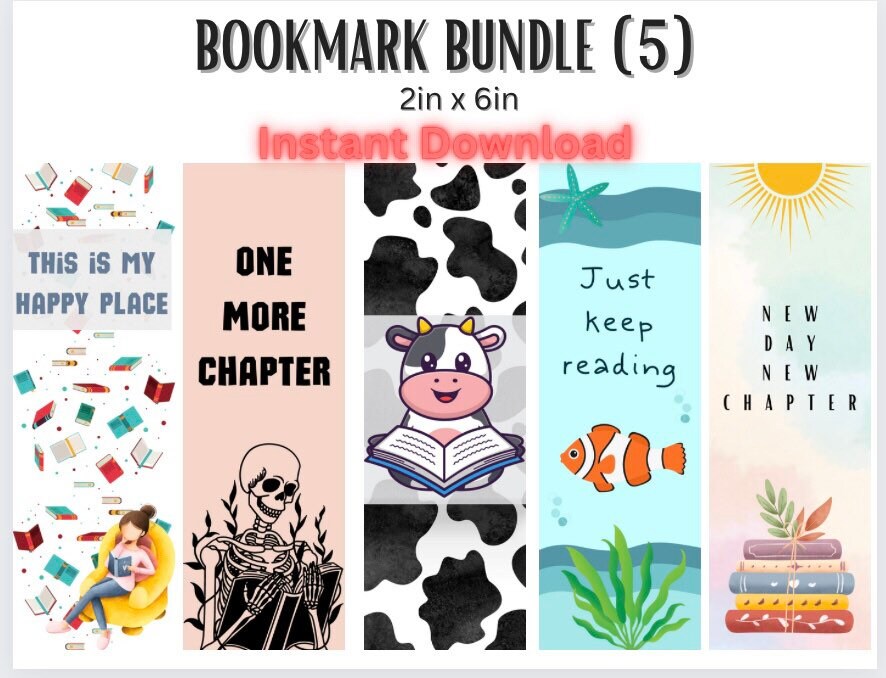 Printable Bookmark, Book Mark Bundles, Just Keep Reading Book Mark, One ...