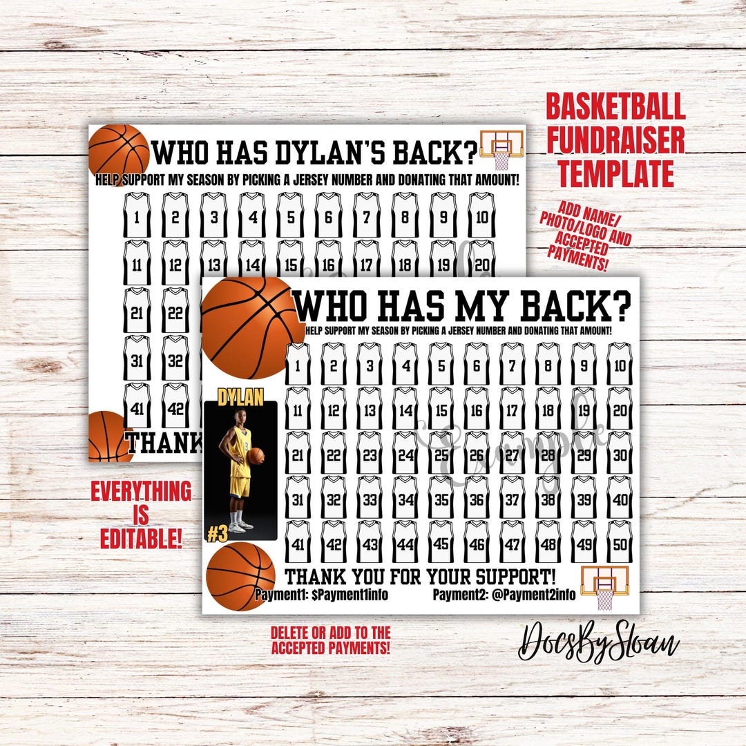 Basketball Fundraiser, Editable Fundraiser, Who Has My Back, Pick a ...