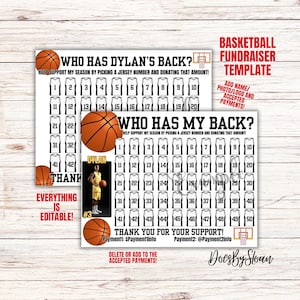 Basketball Fundraiser, Editable Fundraiser, Who Has My Back, Pick a ...