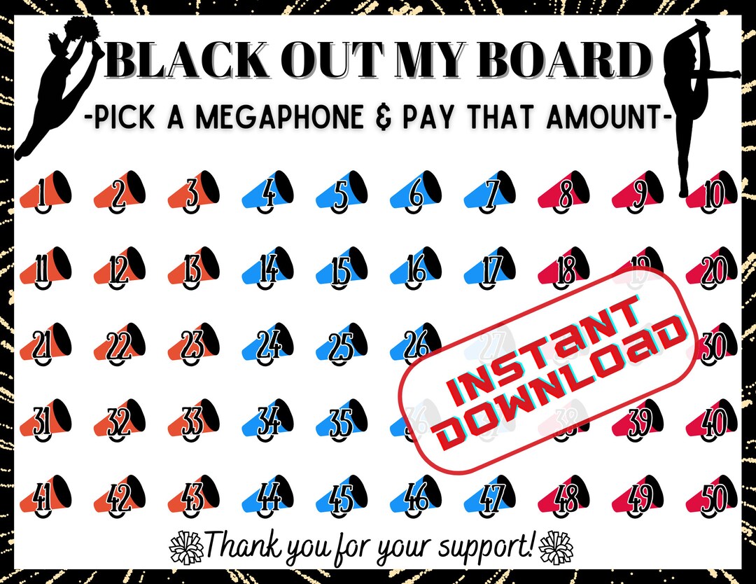 Cheer, Black Out My Board 50, Summit, Pick a Date to Donate Fundraiser ...