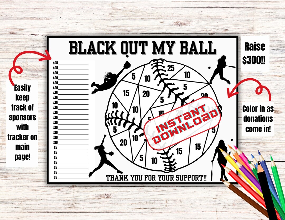 Softball Black Out My Ball, Fill My Softball, Black Out Board, Pick a ...