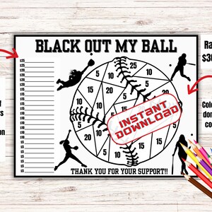 Softball Black Out My Ball, Fill My Softball, Black Out Board, Pick a ...