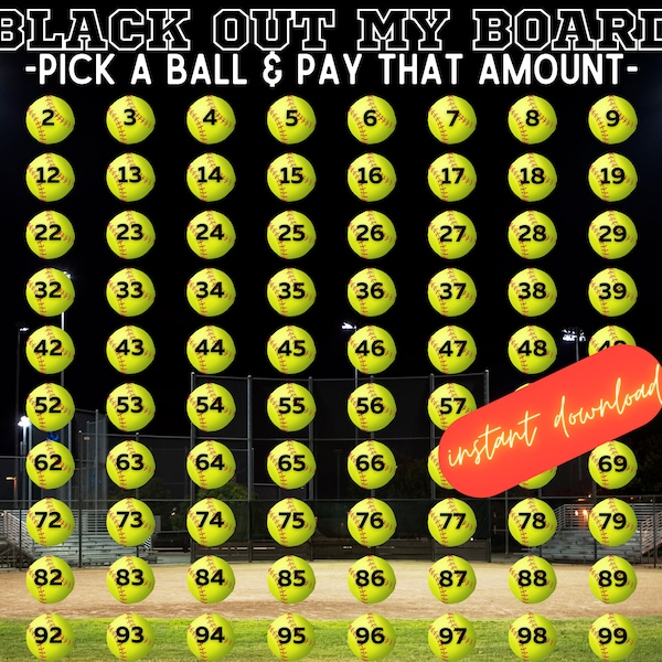 Softball Blackout My Board - Etsy