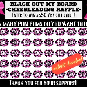 Cheer Raffle, Pink Black Out My Board, Pick a Date to Donate Fundraiser ...