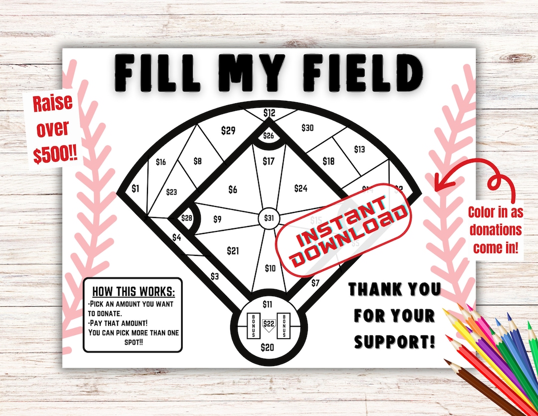 Baseball Fundraiser, Fill My Baseball Field Fundraiser, Baseball Pick a ...
