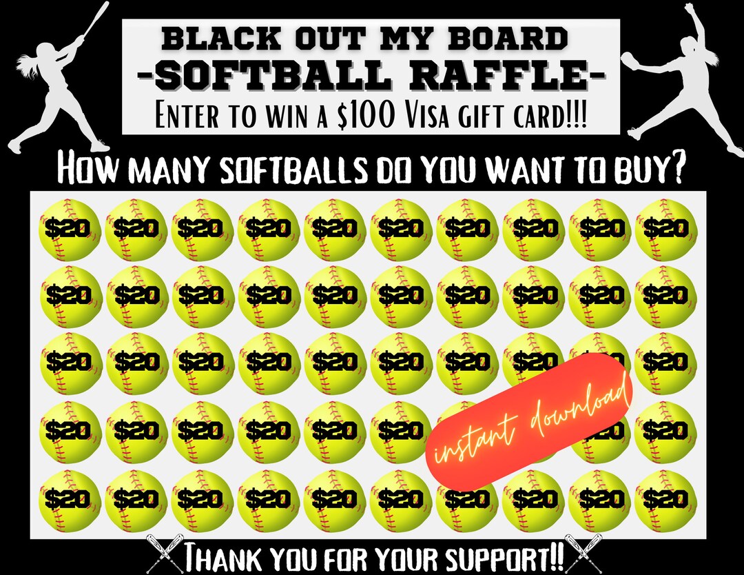 Softball Black Out My Board, Softball Raffle, Flyer, Softballfundraiser ...