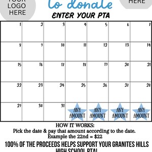 PTA Fundraiser Template, PTO Fundraiser, Pick a Date Calendar, Sponsor ...