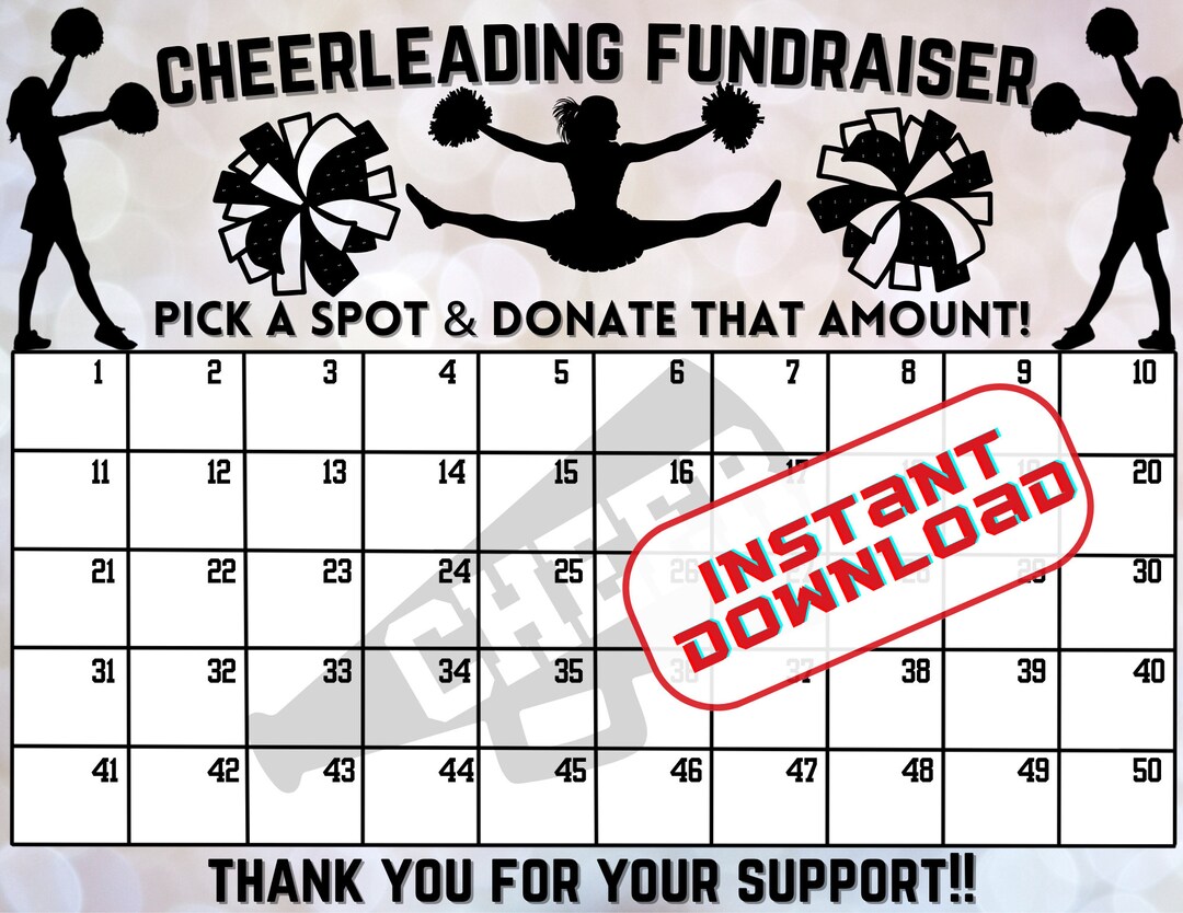 Cheer Fundraiser, Pick a Date to Donate, Fundraiser Calendar, Pay the ...