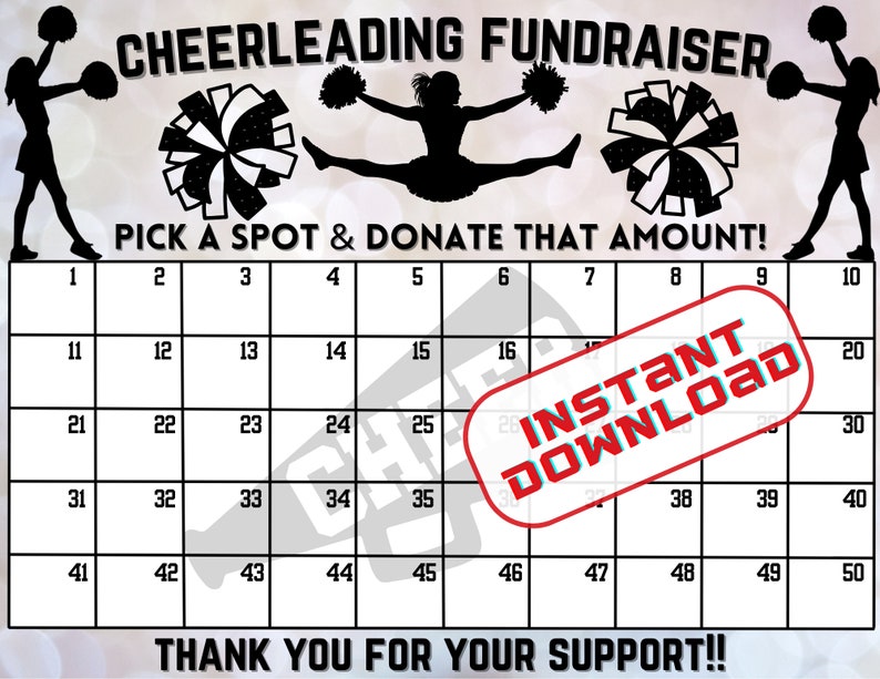 Cheer Fundraiser, Pick a Date to Donate, Fundraiser Calendar, Pay the ...