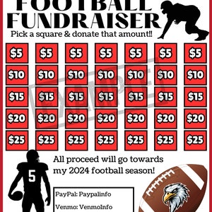 EDITABLE Football Template, Personalized Pick a Date to Donate ...