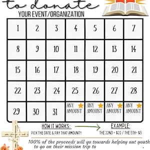 EDITABLE Church Pick a Date Fundraiser Calendar Sponsor a Date Easter ...