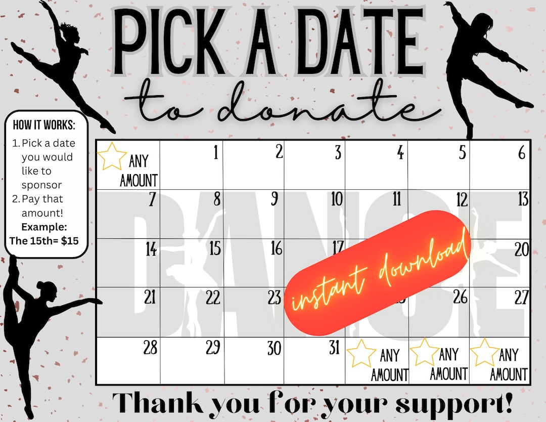 DANCE Pick a Date to Donate, Fundraiser, Fundraiser, Pay the Date ...