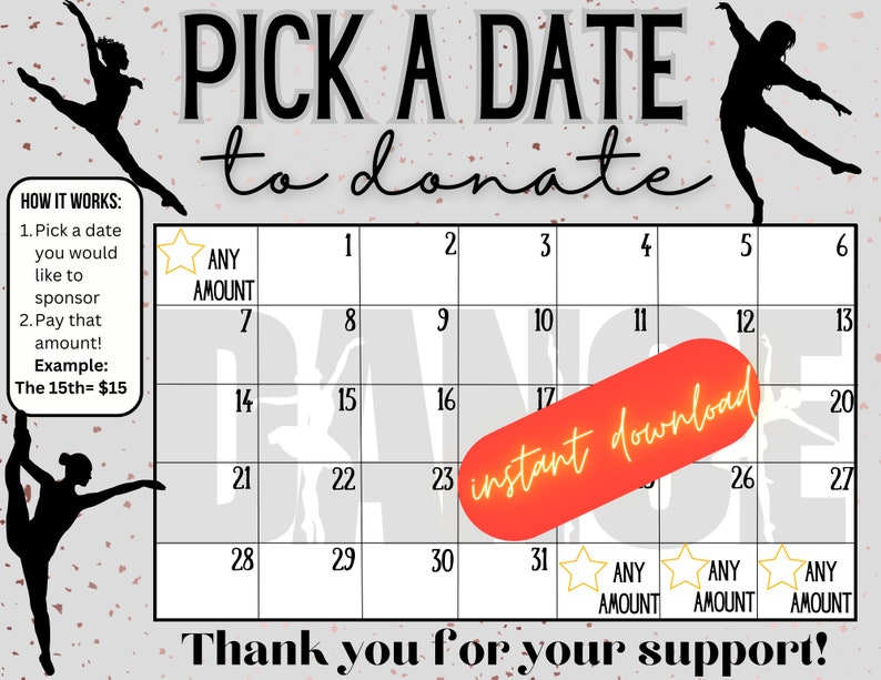 DANCE Pick a Date to Donate, Fundraiser, Fundraiser, Pay the Date ...