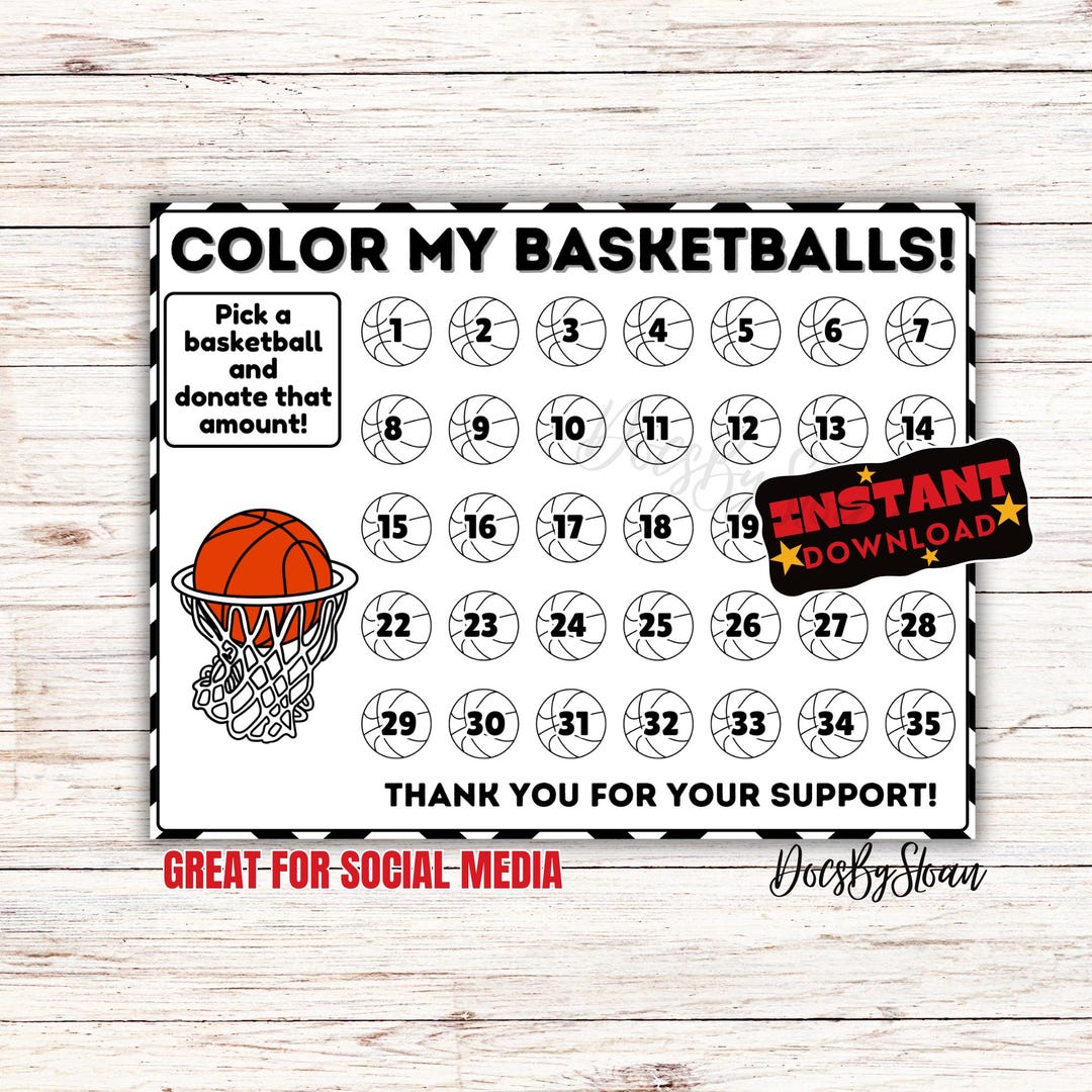 Basketball Fundraiser, Fill My Basketball Fundraiser, Color Basketball ...
