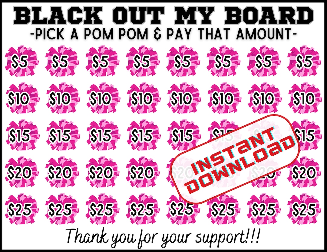 Cheer Pink Black Out My Board, Pick a Date to Donate Fundraiser, Pink ...
