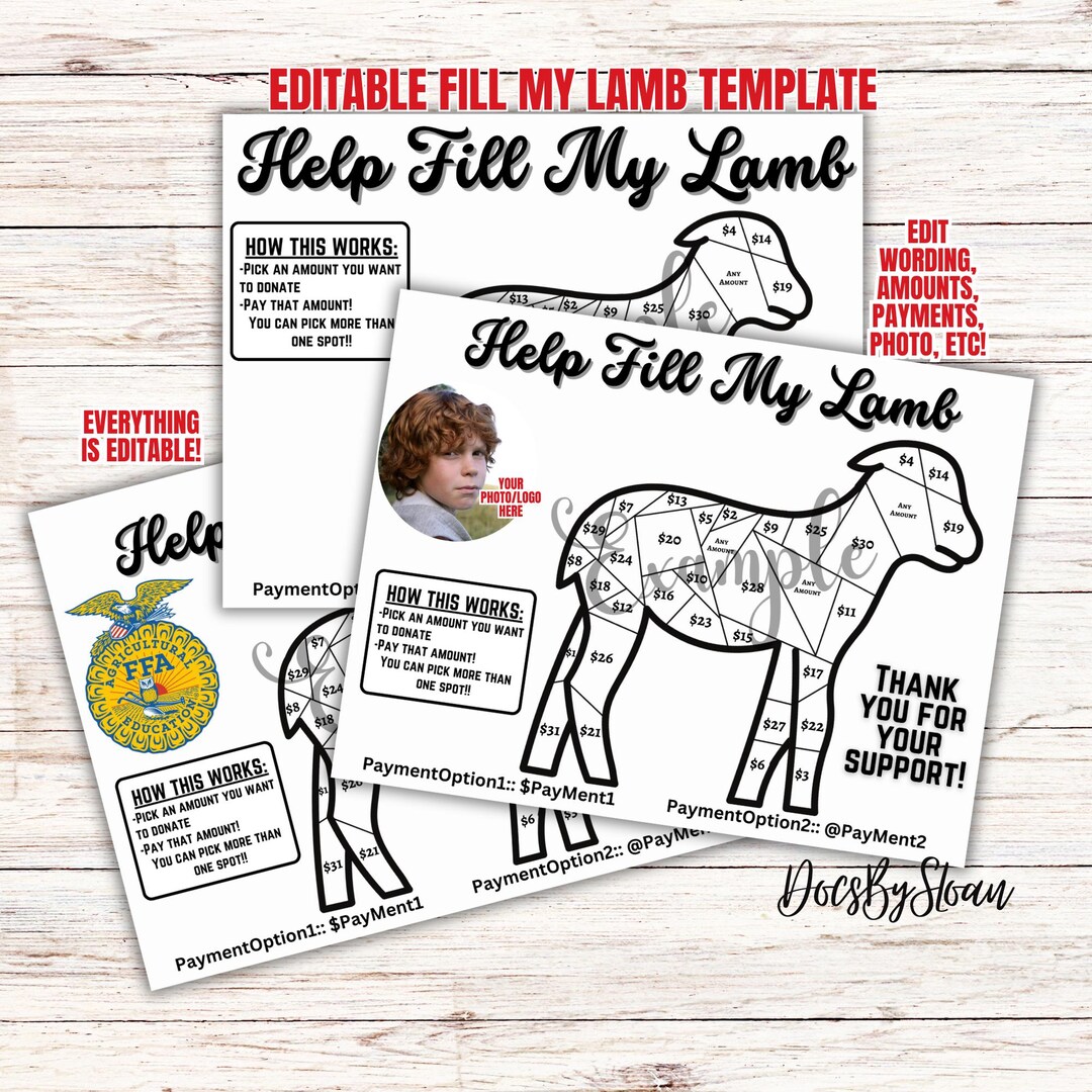 Editable Lamb Fundraiser, Fill My Lamb Fundraiser, Rodeo Pick a Date ...