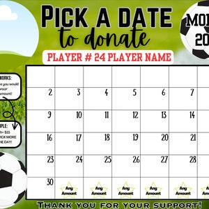 EDITABLE SOCCER Template, Personalized Pick a Date to Donate ...