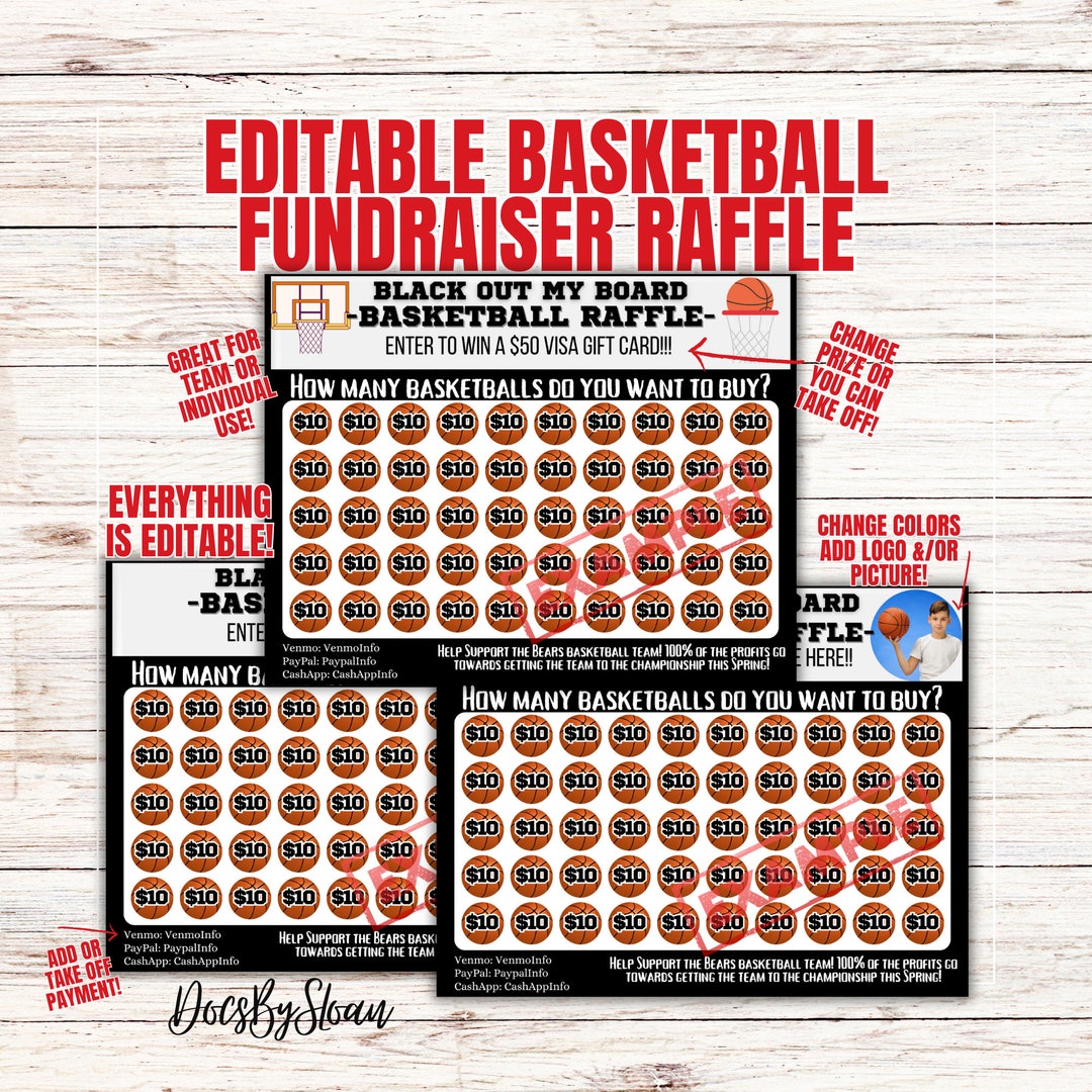 EDITABLE Basketball Black Out My Board, Basketball Raffle, Flyer ...