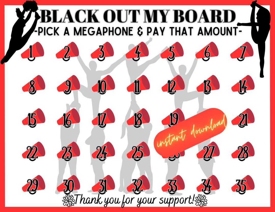 Cheer, Red Black Out My Board, Pick a Date to Donate Fundraiser, Pay ...