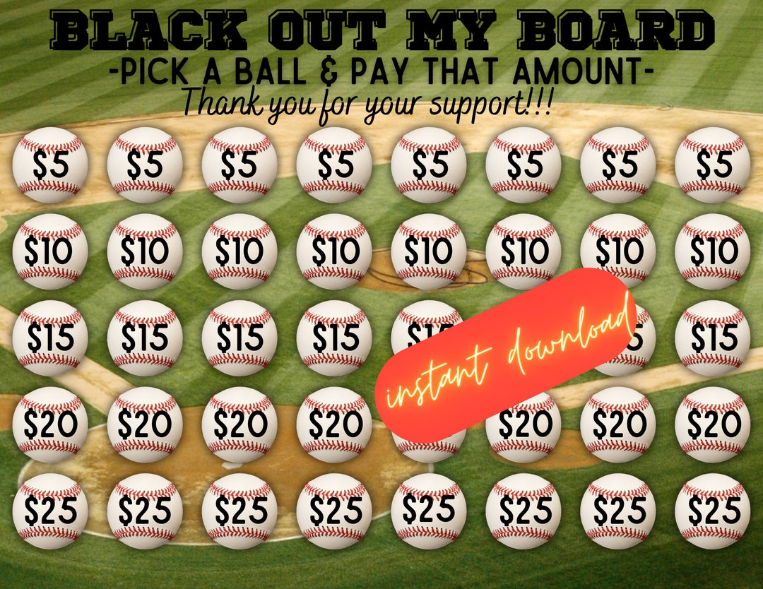 Baseball Pick a Date to Donate, Fundraiser, Pay the Date, Black Out My ...