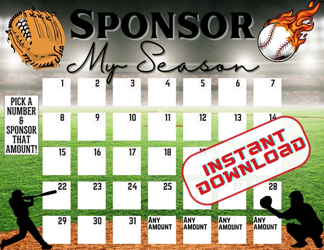 Baseball Sponsor My Season, Fundraiser, Pay the Date, Baseball ...