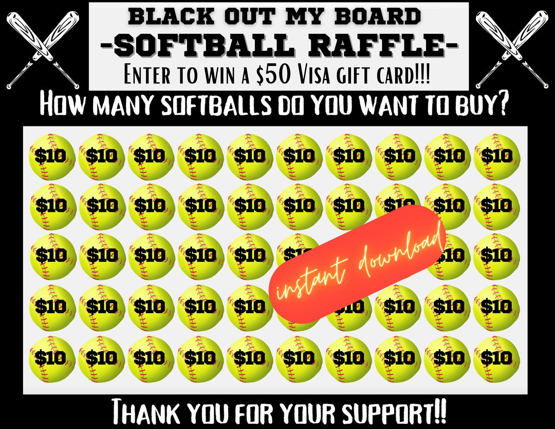 Softball Black Out My Board, Softball Raffle, Flyer, Softballfundraiser ...