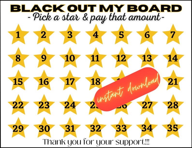 All Purpose Black Out My Board, Pick a Date to Donate, Fundraiser, Pay ...