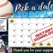 Baseball Pick a Date to Donate, Fundraiser, Pay the Date, Calendar ...