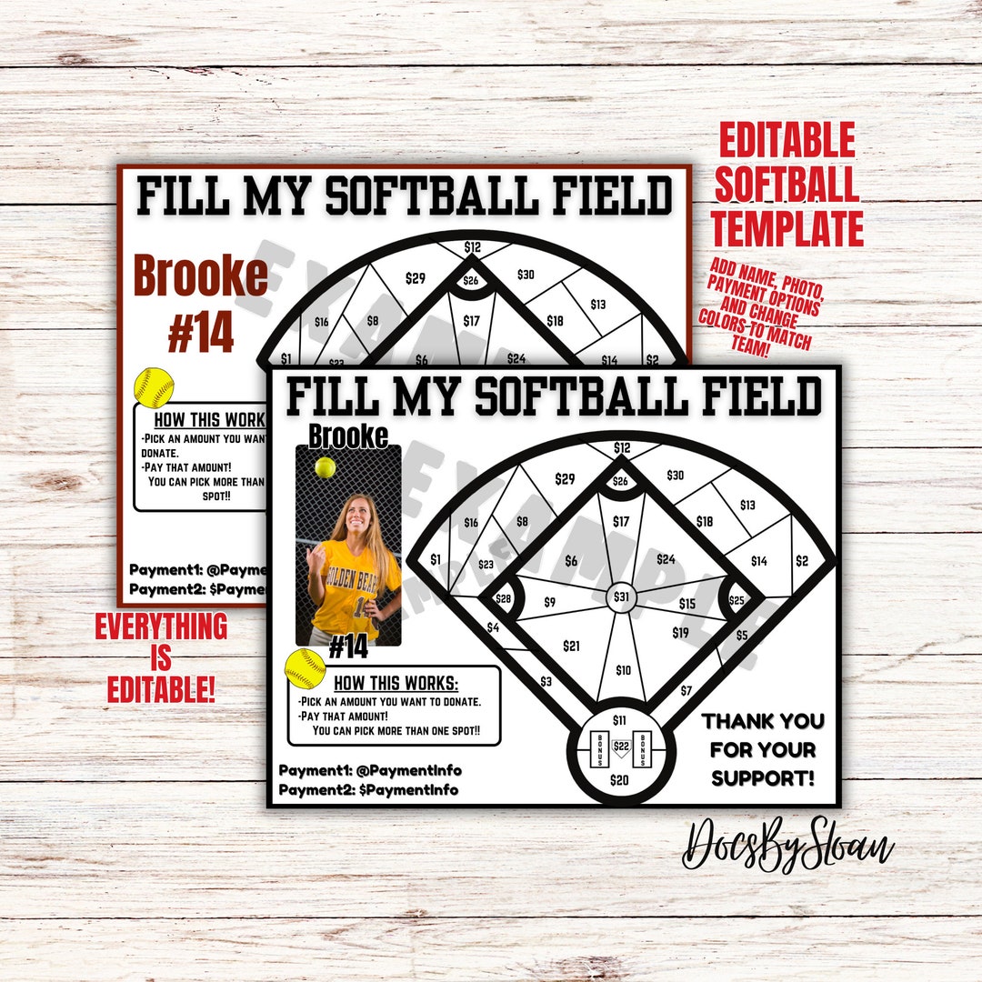 Editable Softball Fundraiser, Fill My Softball Field Fundraiser ...