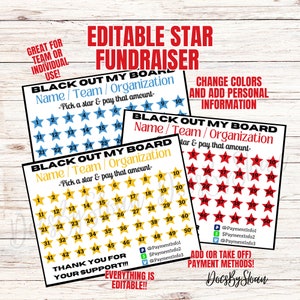 EDITABLE All Purpose Template Black Out My Board Pick a Date Fundraiser ...