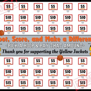 BASKETBALL GOAL Pick a Date to Donate, Editable Template, Fundraiser ...