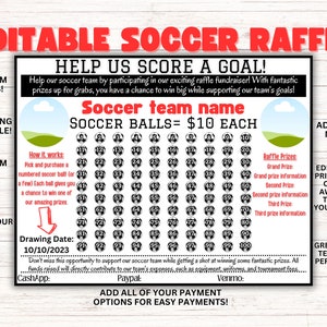 Soccer Editable Raffle, Soccer Fundraiser Template, Flyer, Soccer ...
