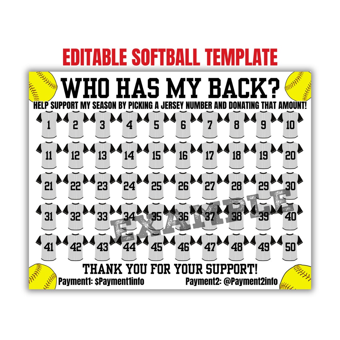 Softball Fundraiser, Editable Fundraiser, Who Has My Back, Pick a Date ...
