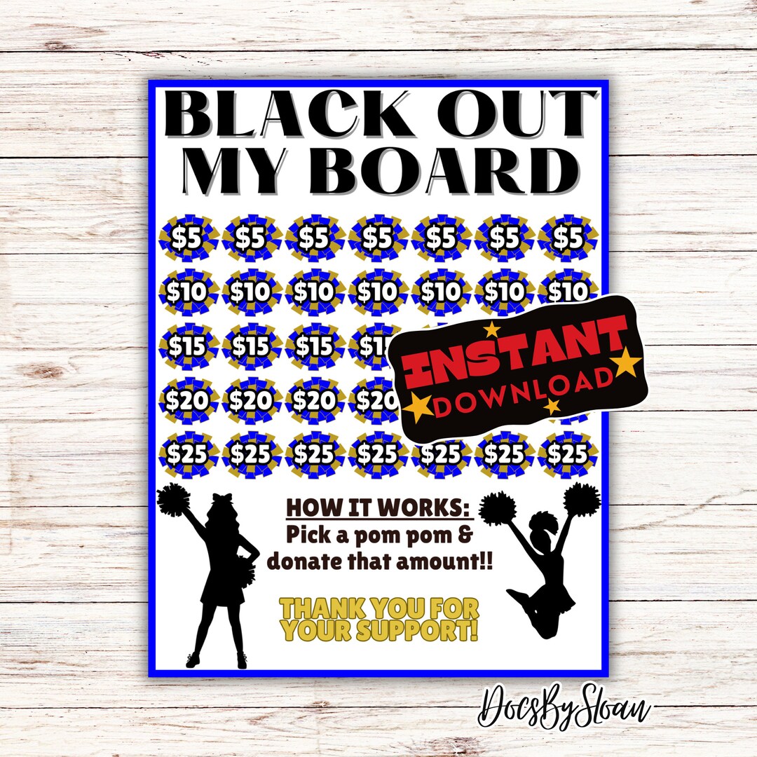 Cheer Black Out My Board, Pick a Date to Donate Fundraiser, Blue and ...