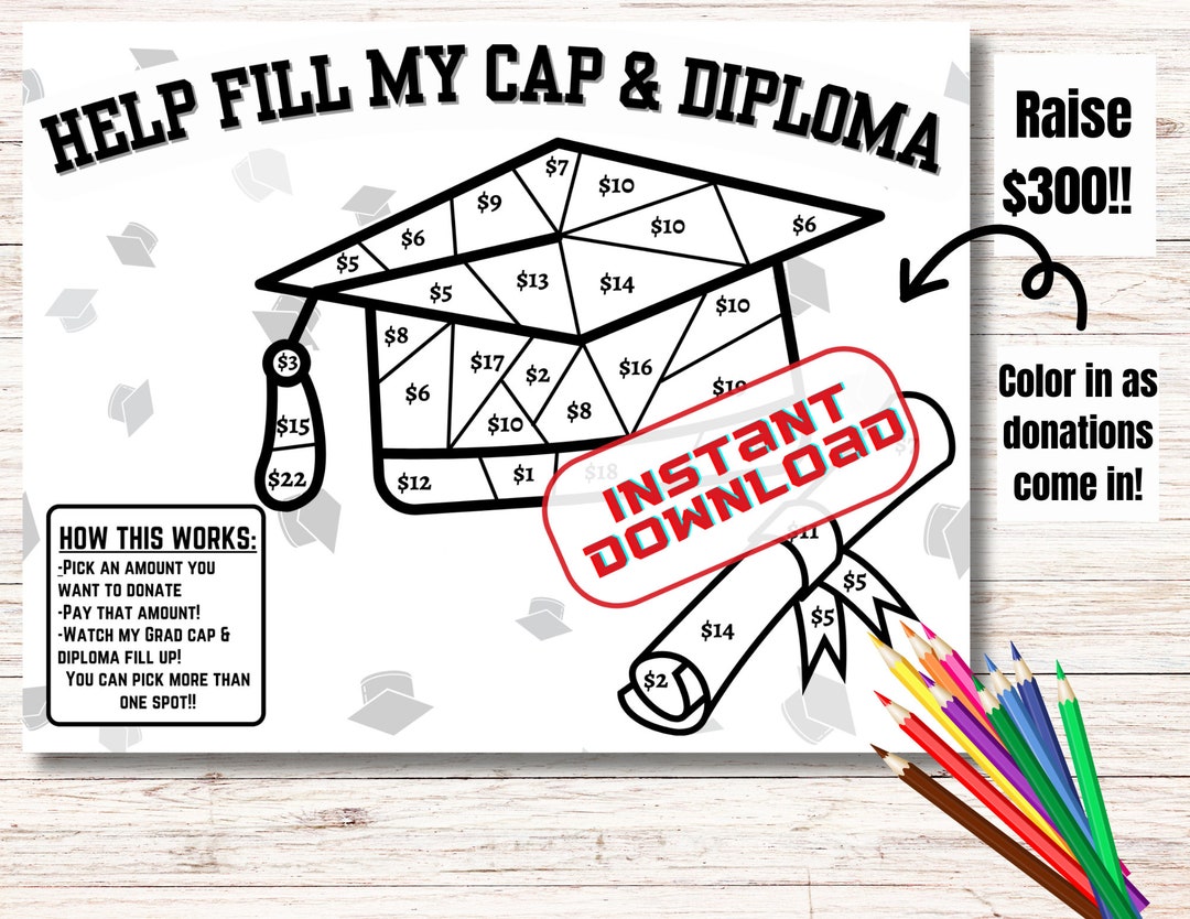 Graduation Fill My Grad Cap Diploma Clover, Black Out Board, Pick a ...