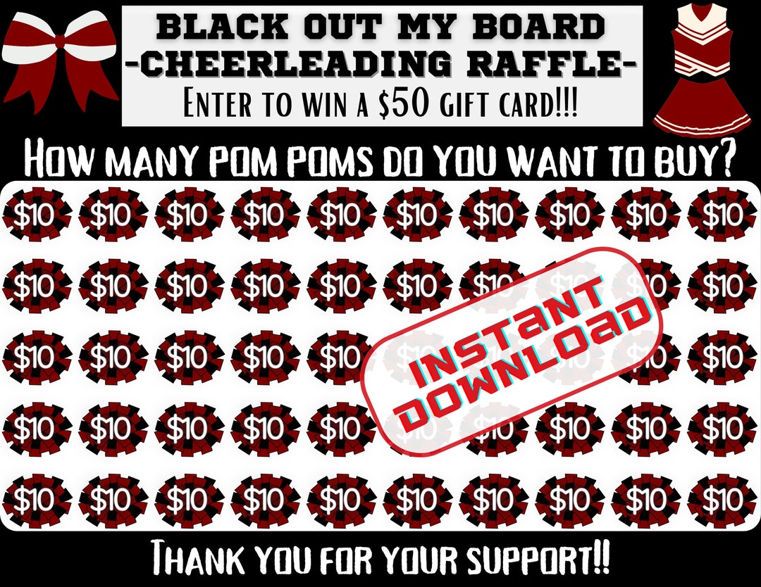 Cheer Raffle, Maroon, Burgundy Black Out My Board, Pick a Date to ...